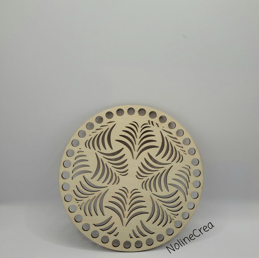 Round Carved Wooden Base 6 Inch, Sculpted Wooden Base, Pre-drilled ...