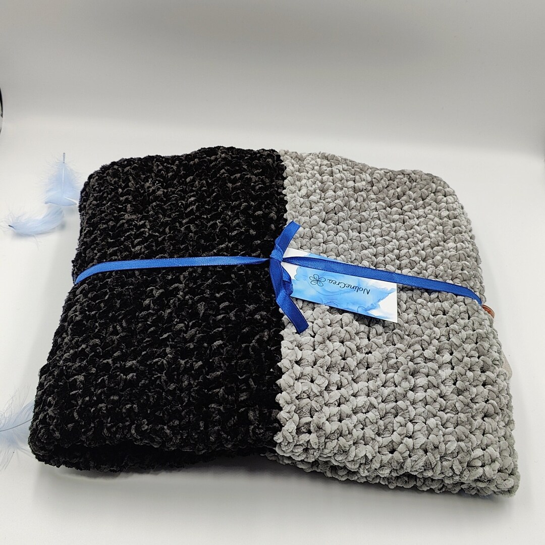 Crochet Baby Blanket, Two-tone Baby Blanket, Baby Blanket With Velvet ...