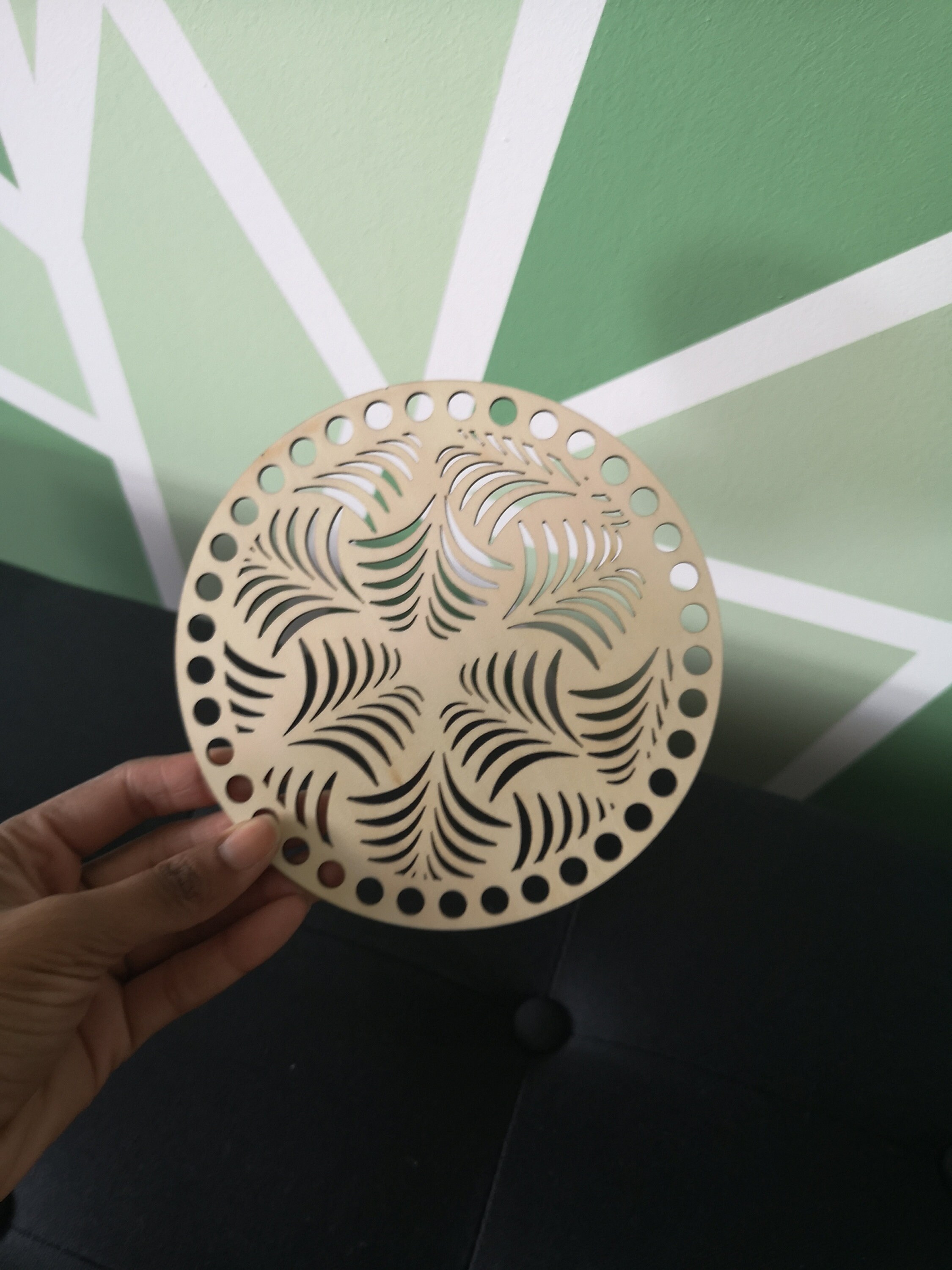 Round Carved Wooden Base 6 Inch, Sculpted Wooden Base, Pre-drilled ...