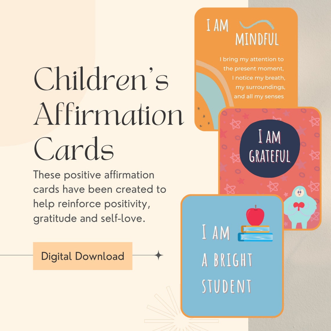 Children's Printable Positive Affirmation Cards | 19 Affirmation Cards ...