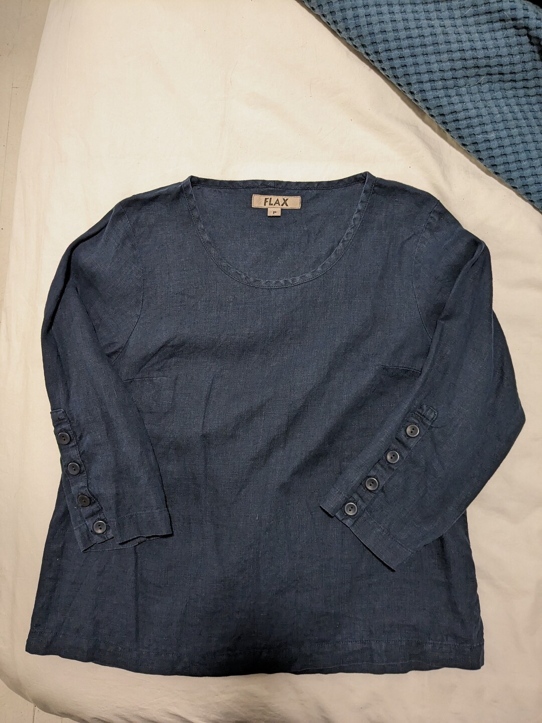 FLAX Deep Blue Linen Top - Etsy