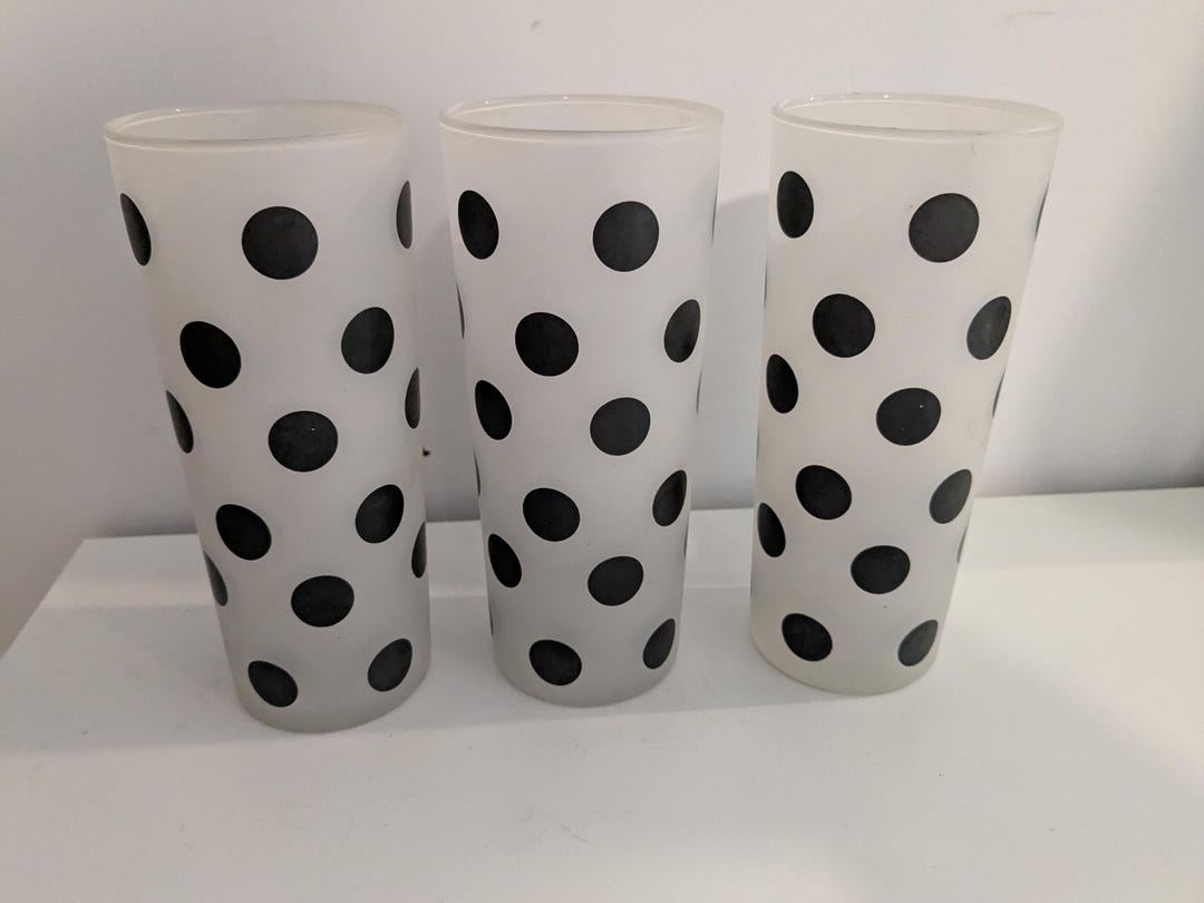 Vintage MCM Polka Dot Glassware - Set of 3 - Etsy
