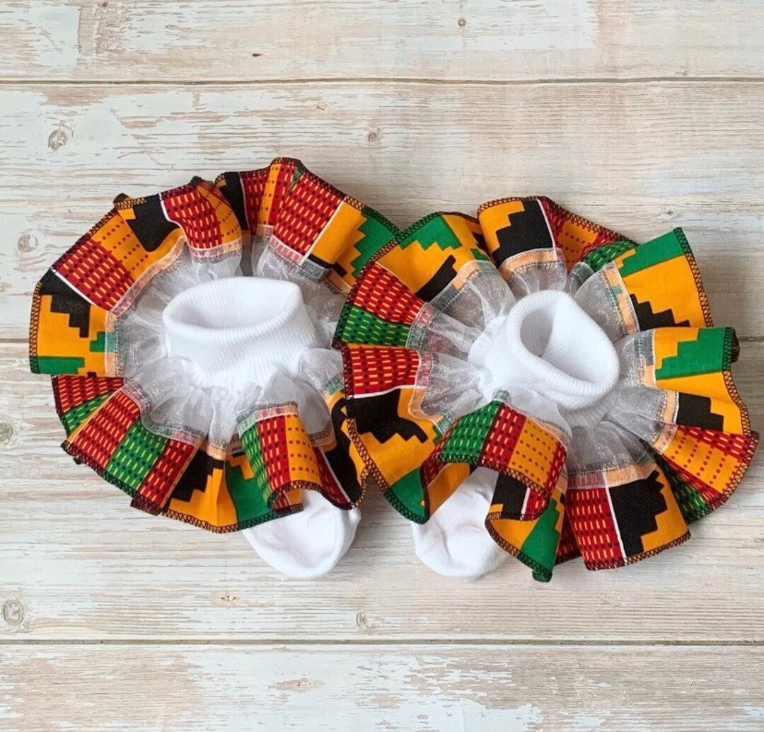 African Print Ruffle Socks, Tutu Socks , Ruffle Socks, Kente Ruffle ...