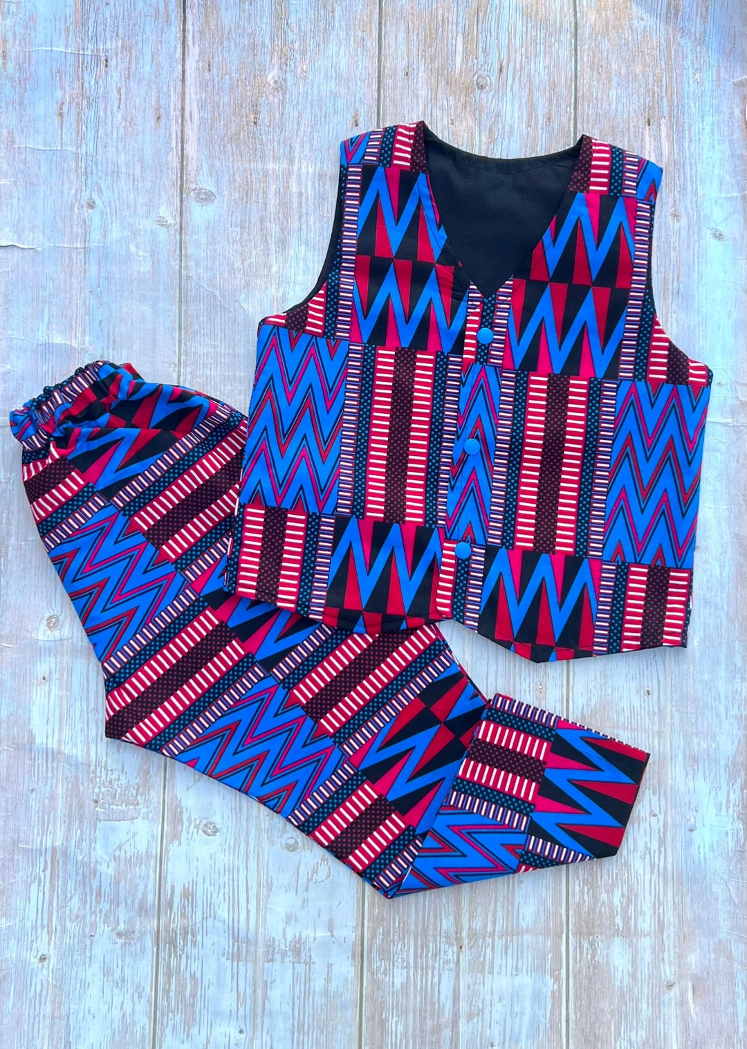 Ankara Boy Outfit: African Print Vest, Pants & Bow Set - Etsy