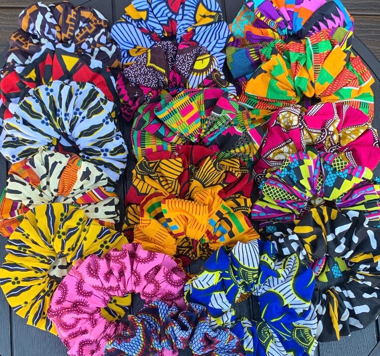 XXL Ankara Print Scrunchies: African Fabric Hair Accessory - Etsy
