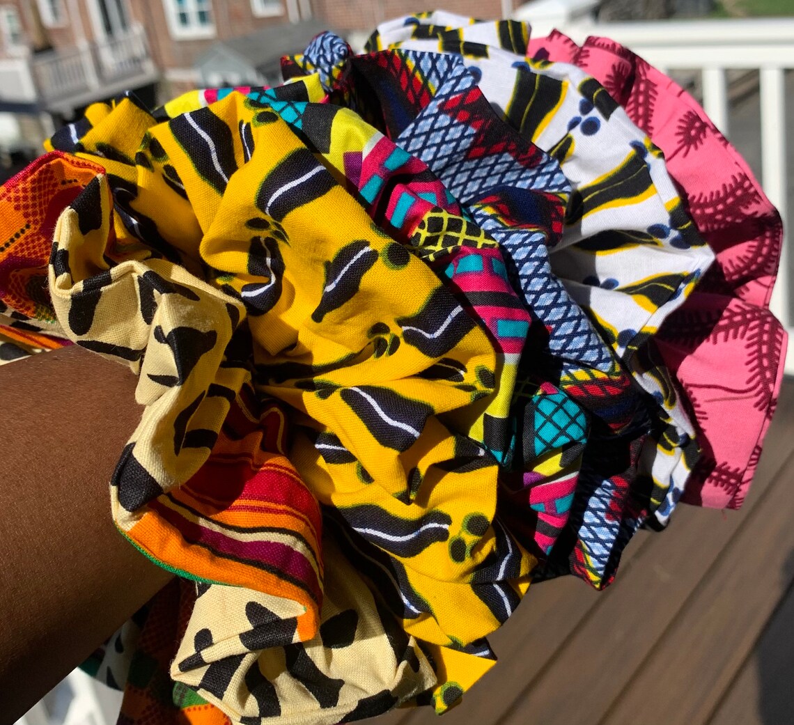 XXL Ankara Print Scrunchies: African Fabric Hair Accessory - Etsy