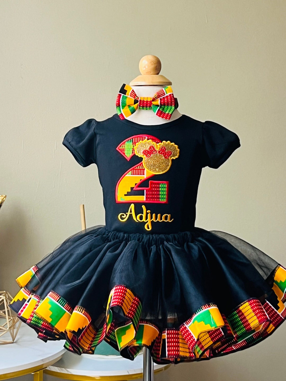 Number 2 , Afro Puff Tutu /african Print Girl Birthday Tutu Set ...