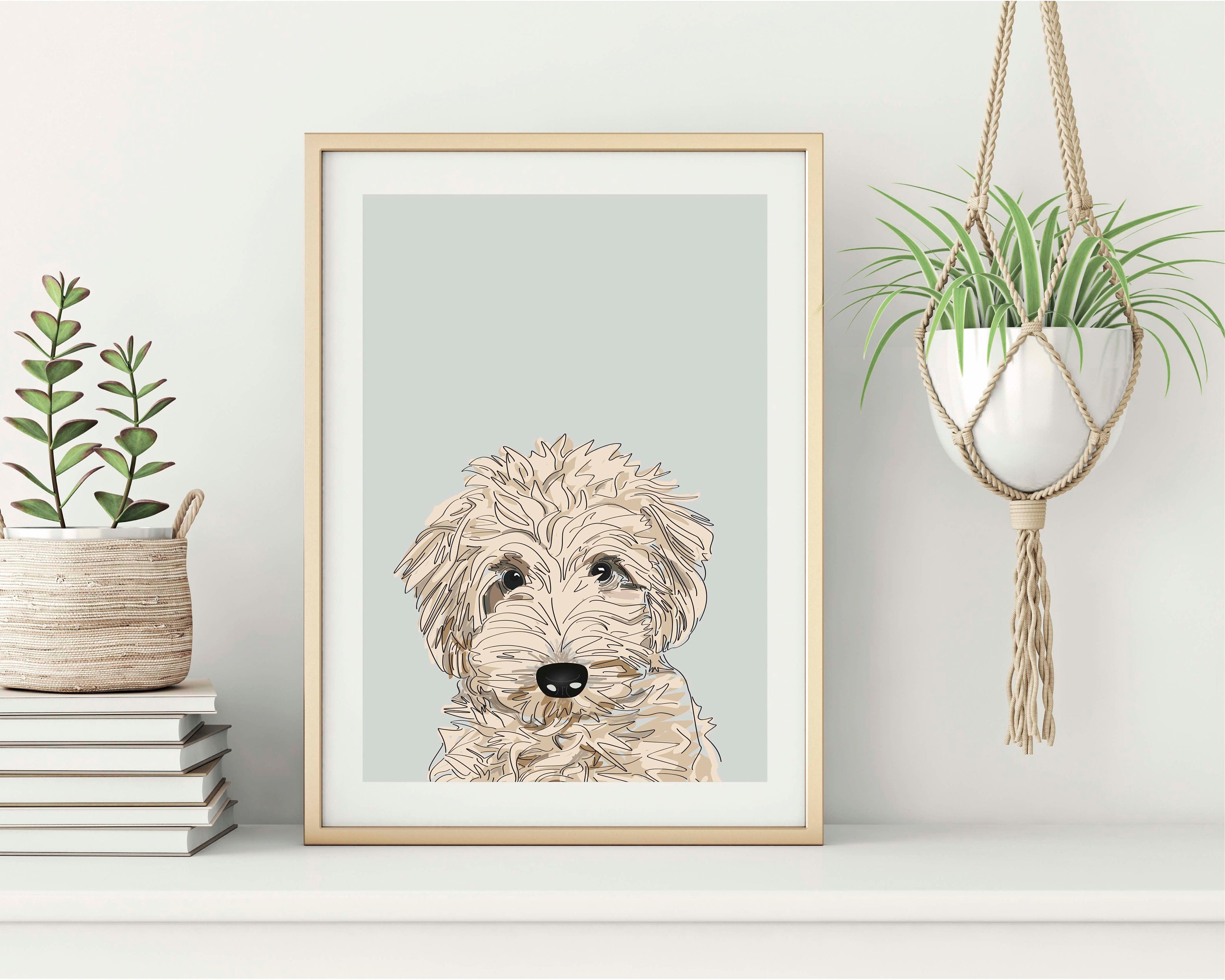 Cockapoo Dog Print Grey Cockapoo Gifts Grey Wall Art Home | Etsy