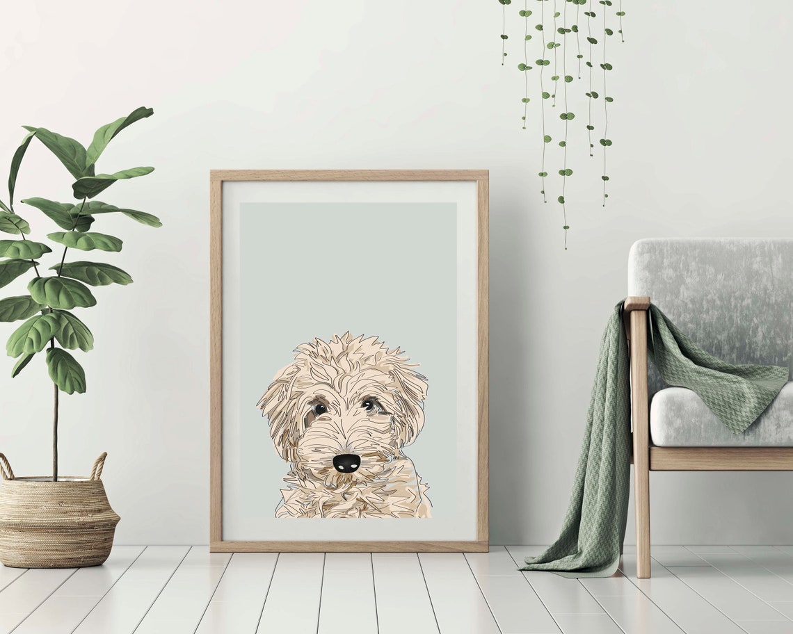 Cockapoo Dog Print Grey Cockapoo Gifts Grey Wall Art Home | Etsy