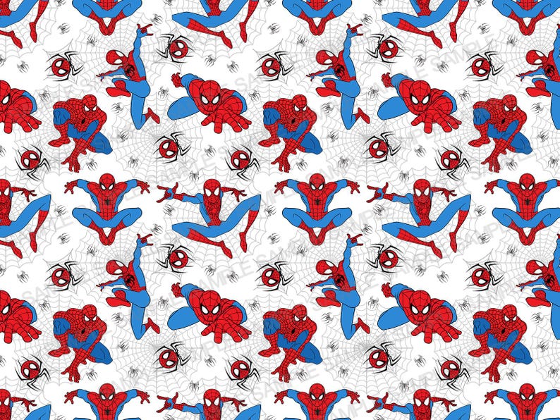 Cartoon Spiderman Seamless Pattern, Classic Superhero Digital Paper ...