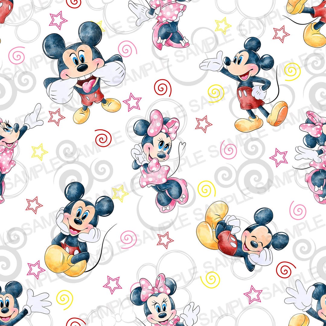 Mickey Mouse Seamless Pattern Minnie Mouse Digital Pattern Mickey Mouse ...