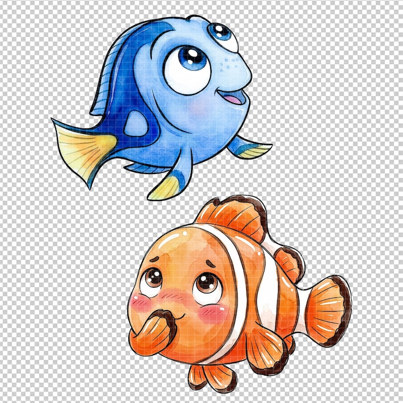 Finding Nemo Clipart, Watercolor Ocean Animals PNG Bundle, Under the ...