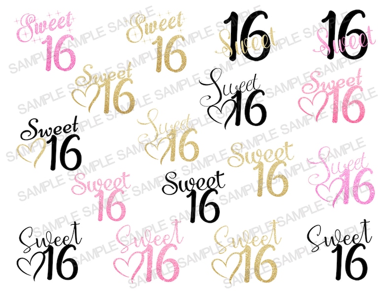 Sweet 16 PNG File, Sweet Sixteen PNG, Birthday Girl PNG, Sweet 16 ...