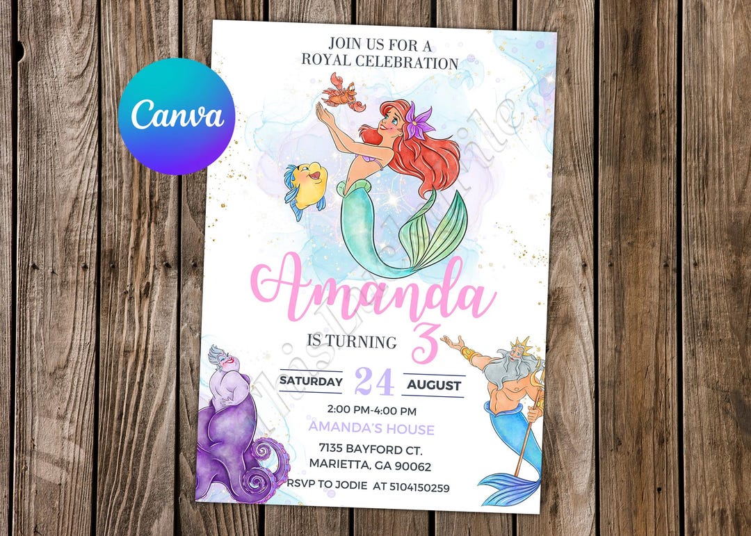 Little Mermaid Invitation Little Mermaid Birthday Little Mermaid Party ...