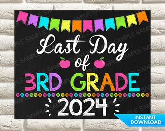 Girl Last Day of 3rd Grade Sign, Last Day of Third School Sign Last Day ...