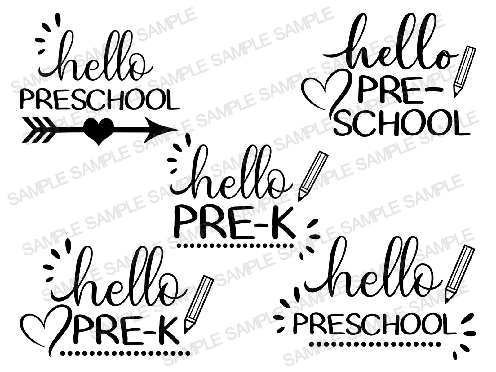 Drawing & Illustration Silhouette Cut File Digital Download Hello ...