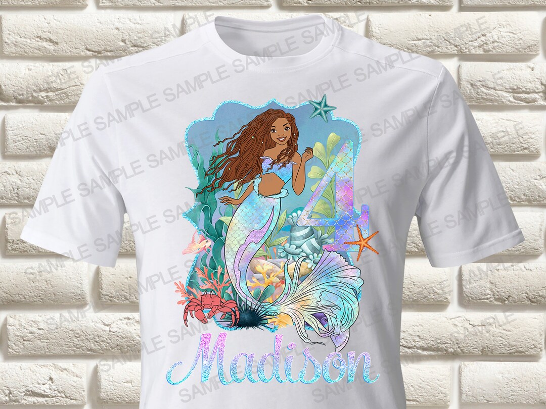 Little Mermaid Iron on Transfer, Little Mermaid Birthday Girl Iron on ...