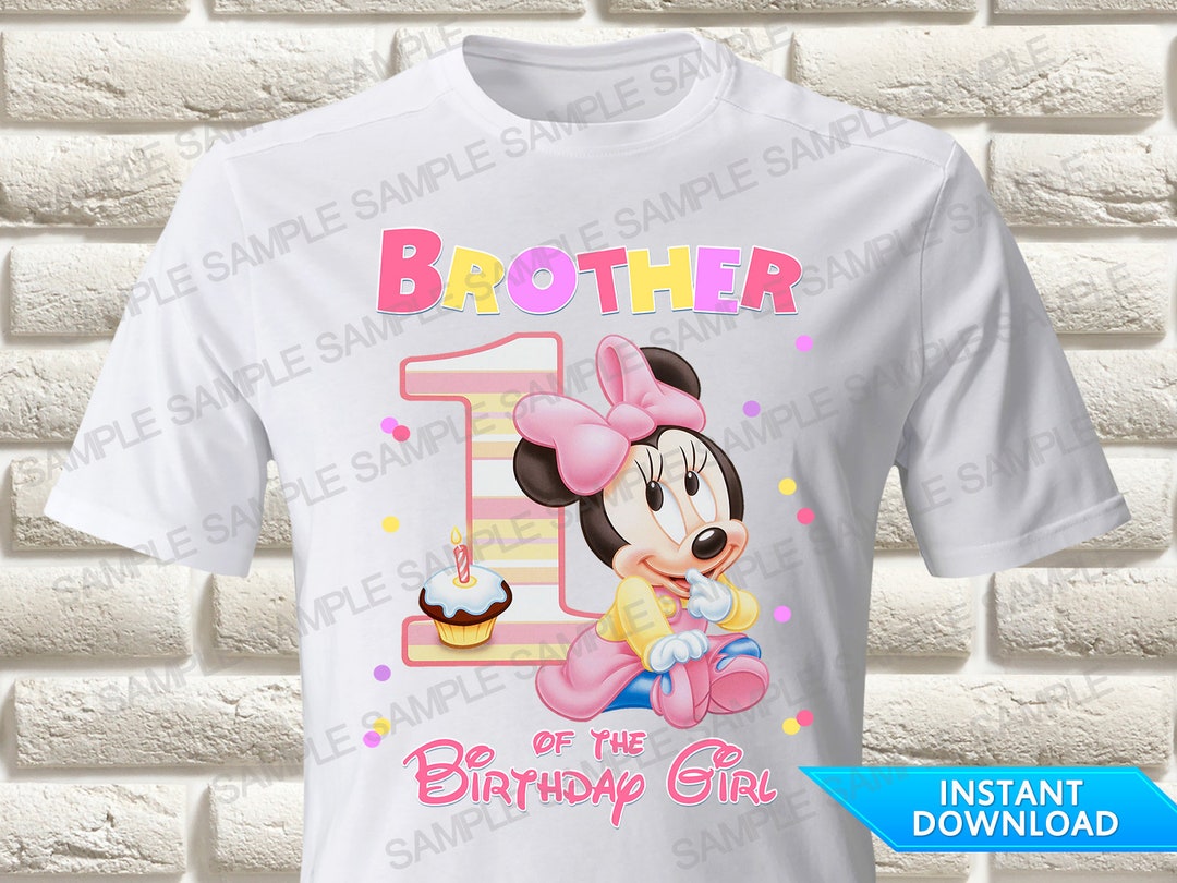 Baby Minnie Mouse Brother of the First Birthday Girl Iron on Transfer ...