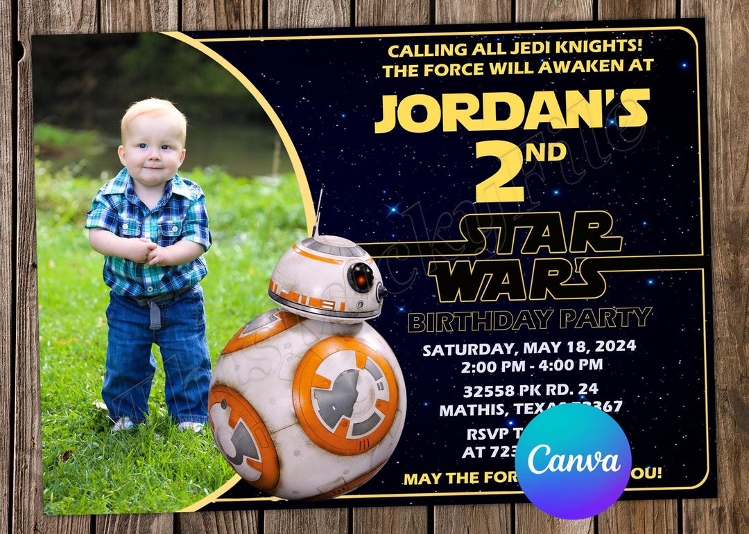 Star Wars Invitation BB8 Invitation Star Wars Birthday Star Wars Party ...