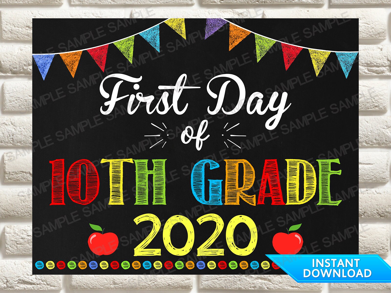 First Day of 10th Grade Sign First Day of School Sign | Etsy