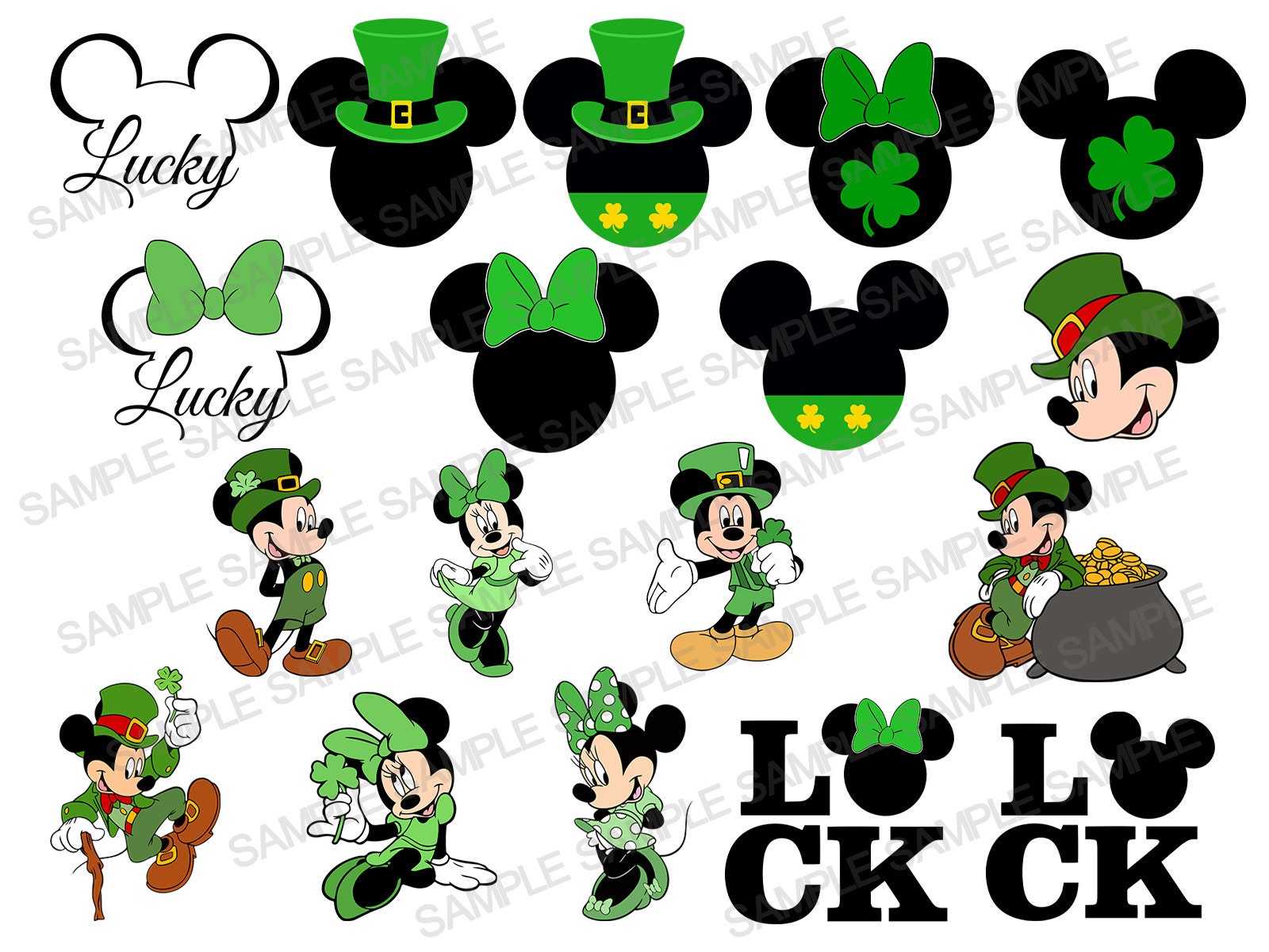 Mickey Mouse St Patricks Day Svg Minnie Mouse St Patricks Day Etsy