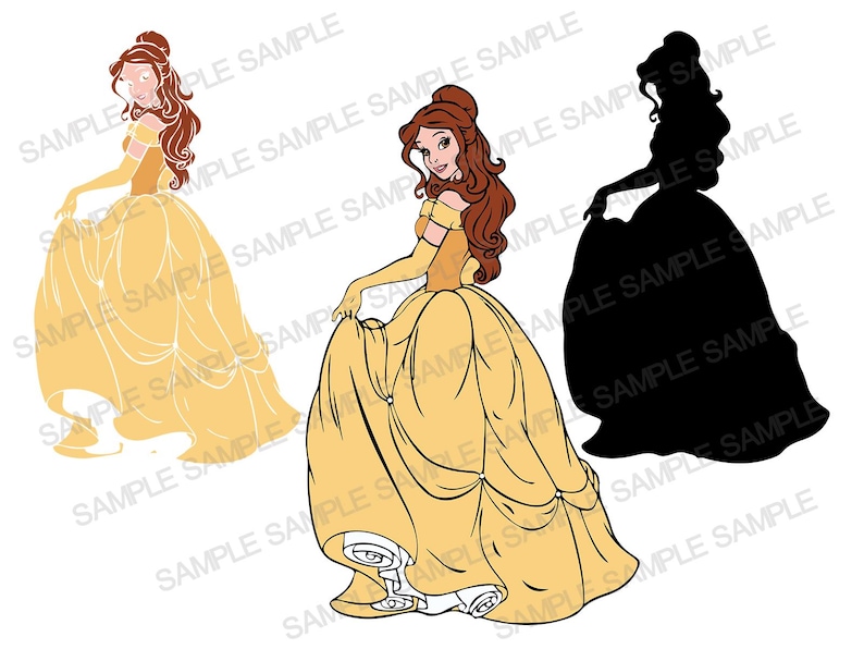 Princesa SVG, Princesa PNG, Belle SVG En capas - Etsy México