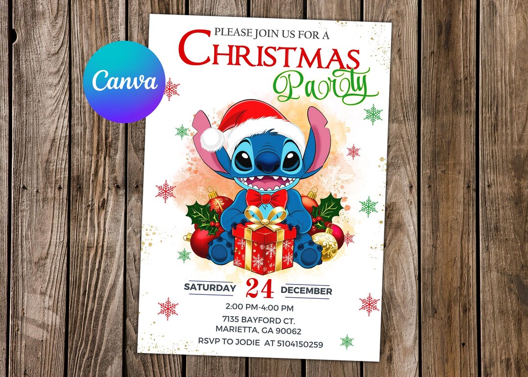 Stitch Christmas Invitation Stitch Invitation Stitch Birthday Stitch ...