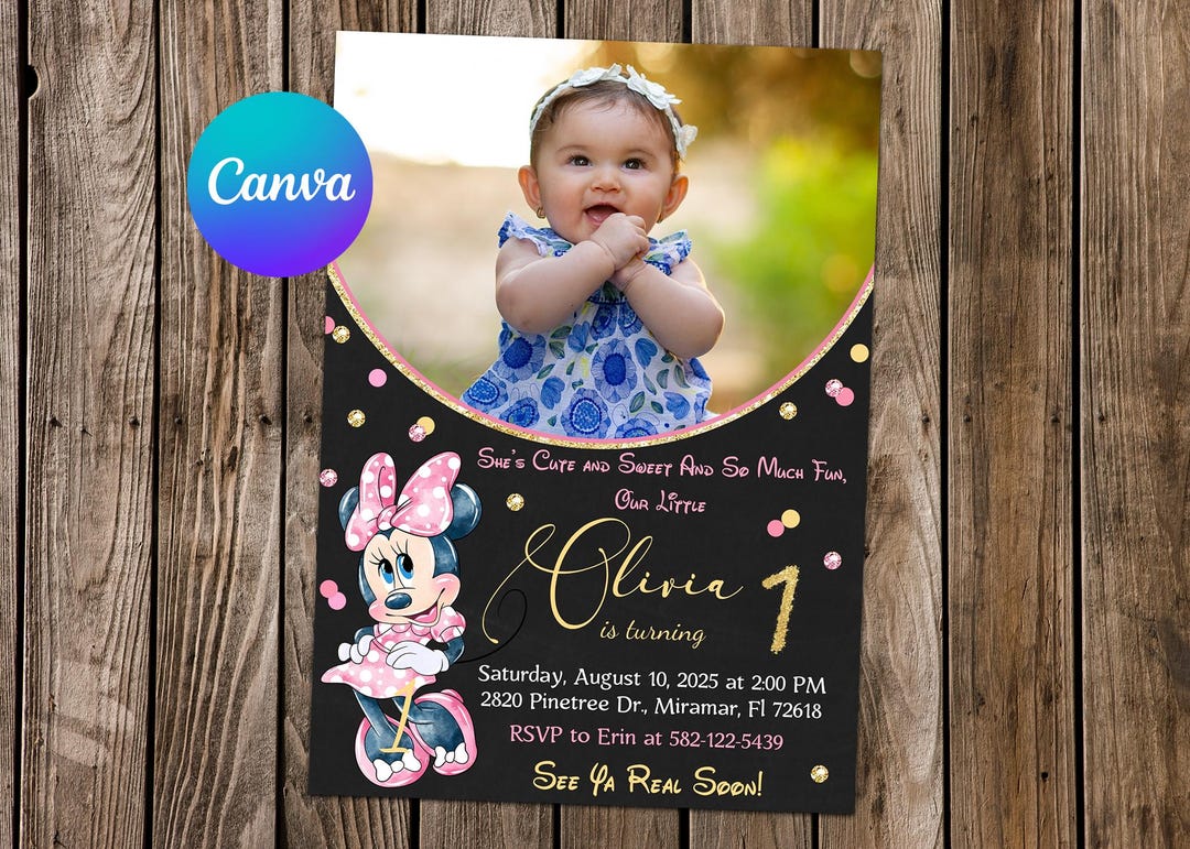 Minnie Mouse Invitation Minnie Mouse Birthday Minnie Mouse Party Minnie ...