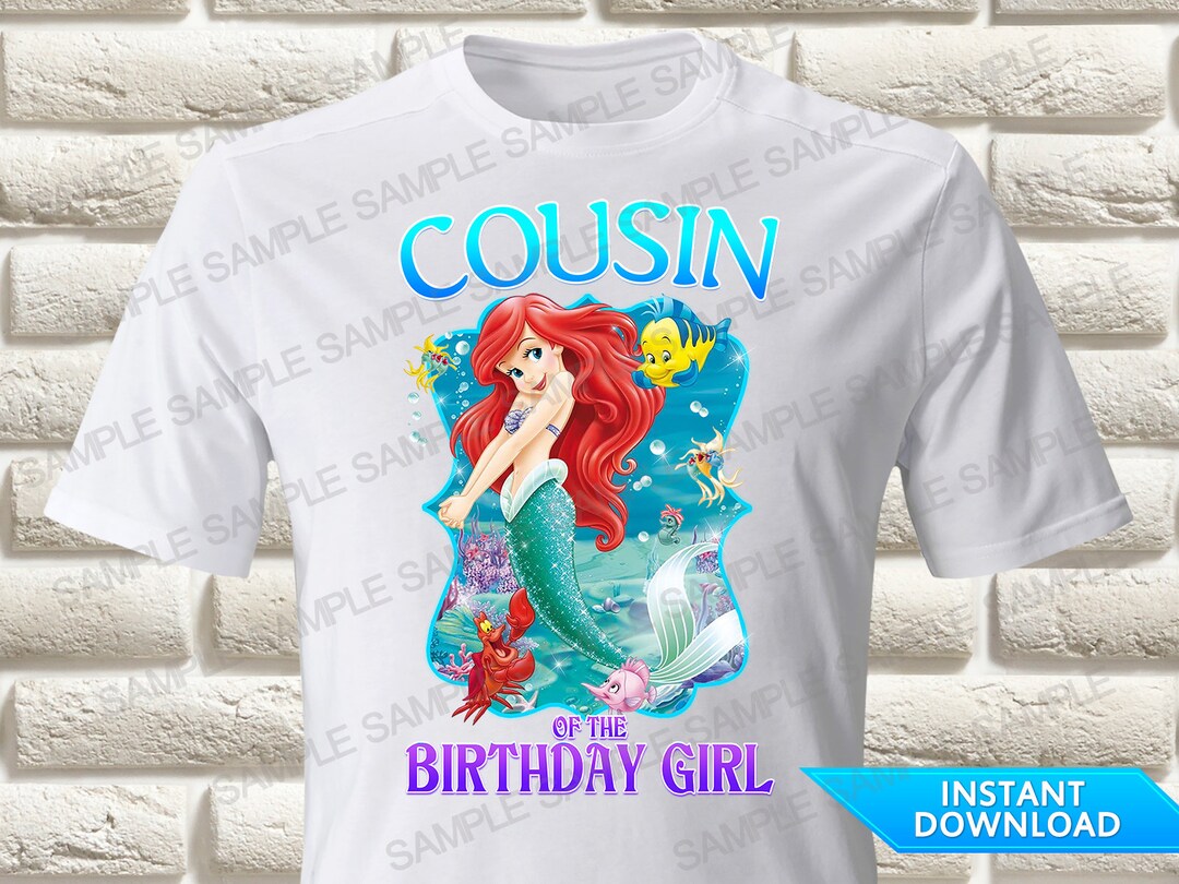 Little Mermaid Ariel Cousin of the Birthday Girl Iron on Transfer ...