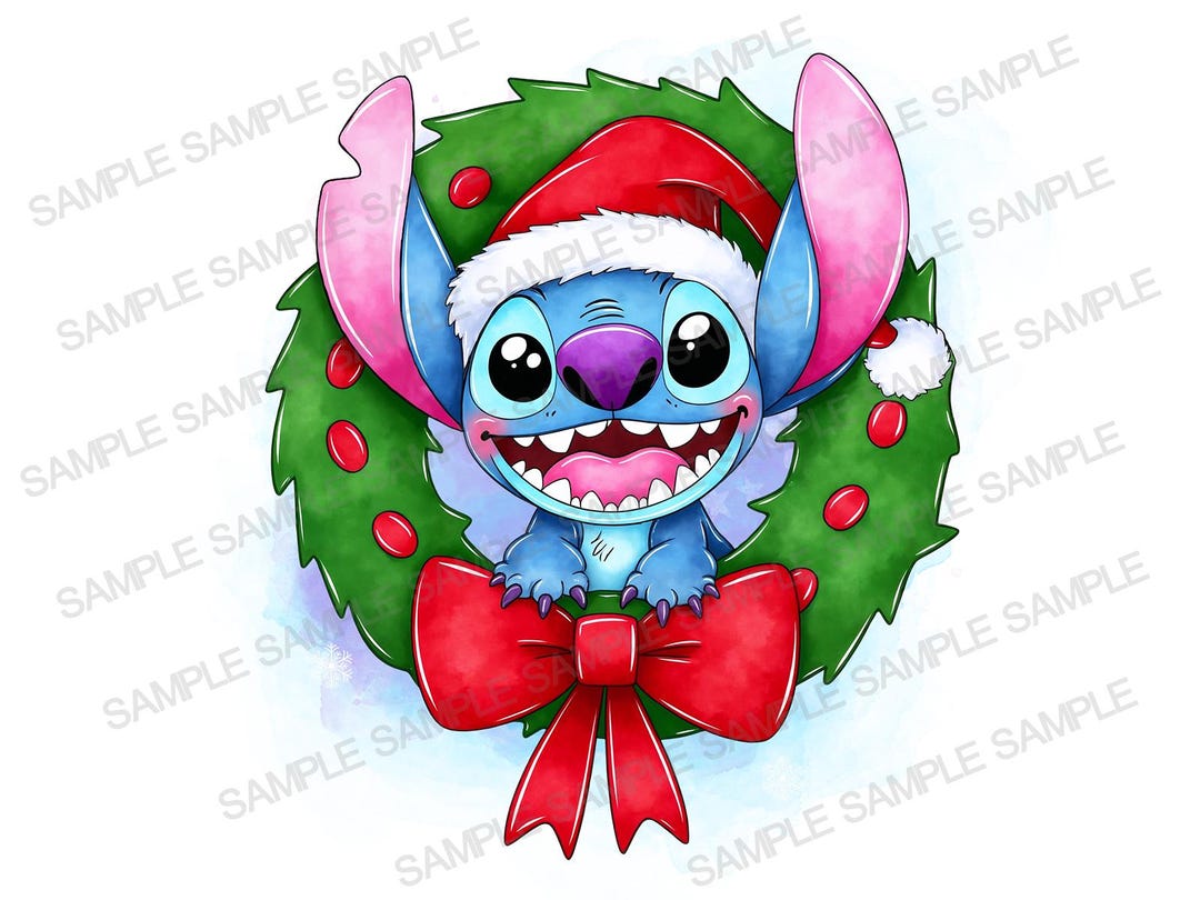 Stitch Natal Aquarela PNG Natal PNG Stitch Sublimação PNG Stitch Santa ...