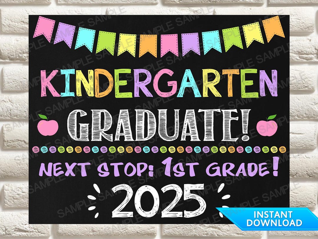 Last Day of Kindergarten Sign, Girl Last Day of Kindergarten 2025 Sign ...