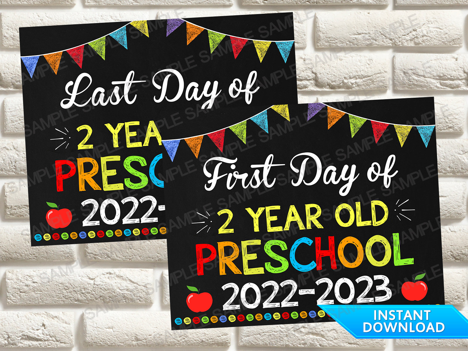 Last Day 2 Year Old School Sign - Etsy