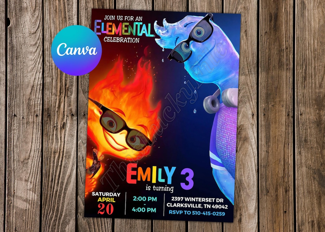 Elemental Invitation Elemental Birthday Elemental Party Elemental ...