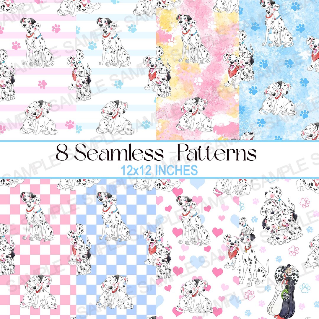 101 Dalmatians Seamless Pattern 101 Dalmatians Pattern 101 Dalmatians Digital Pattern 101 ...