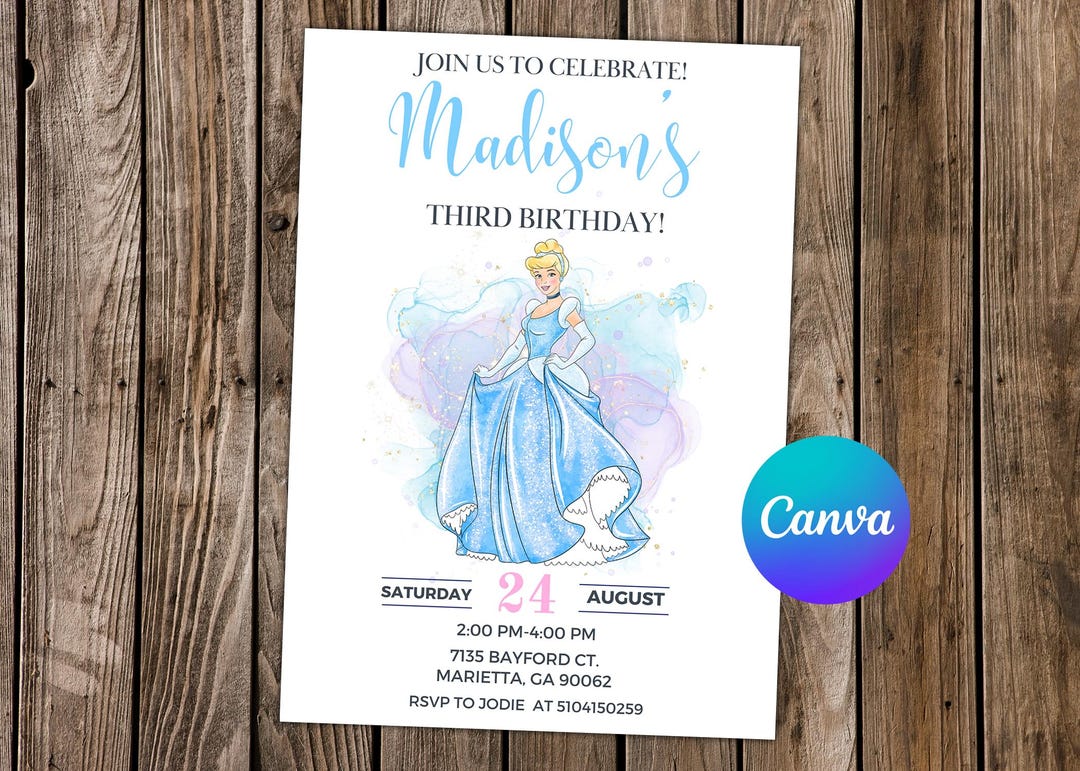 Cinderella Invitation Princess Cinderella Birthday Invitation ...