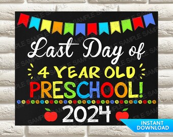 Princess Last Day of 4 Year Old Preschool Sign Last Day of School ...