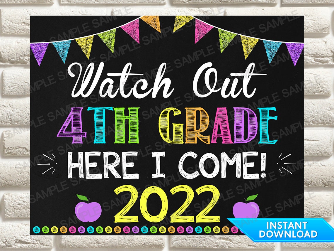 Watch Out 4th Grade Here I Come Sign First Day of 4th Grade - Etsy