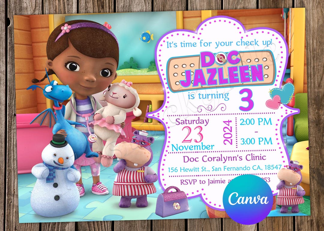 Doc Mcstuffins Invitation Doc Mcstuffins Birthday Doc Mcstuffins Party ...