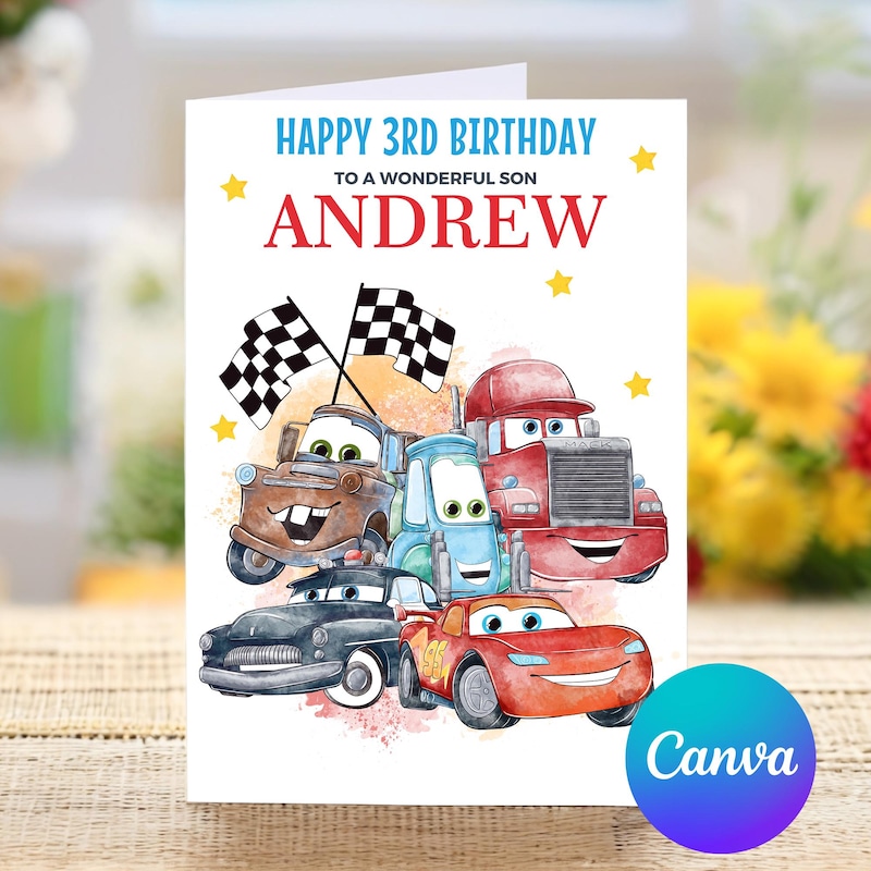 Cars Grandson Card - Etsy