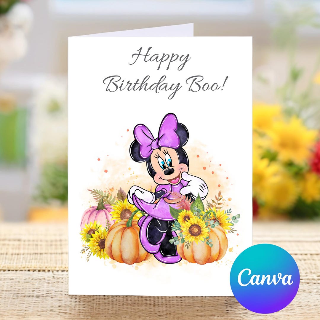 Happy Birthday Boo Minnie Mouse Birthday Card, Happy Birthday Card ...