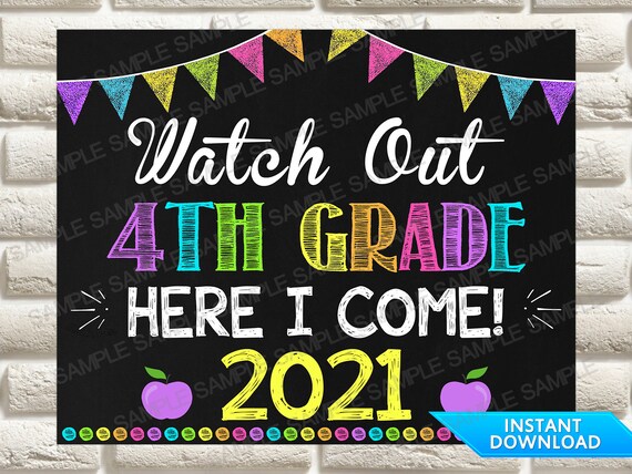 Watch Out 4th Grade Here I Come Sign First Day of 4th Grade | Etsy