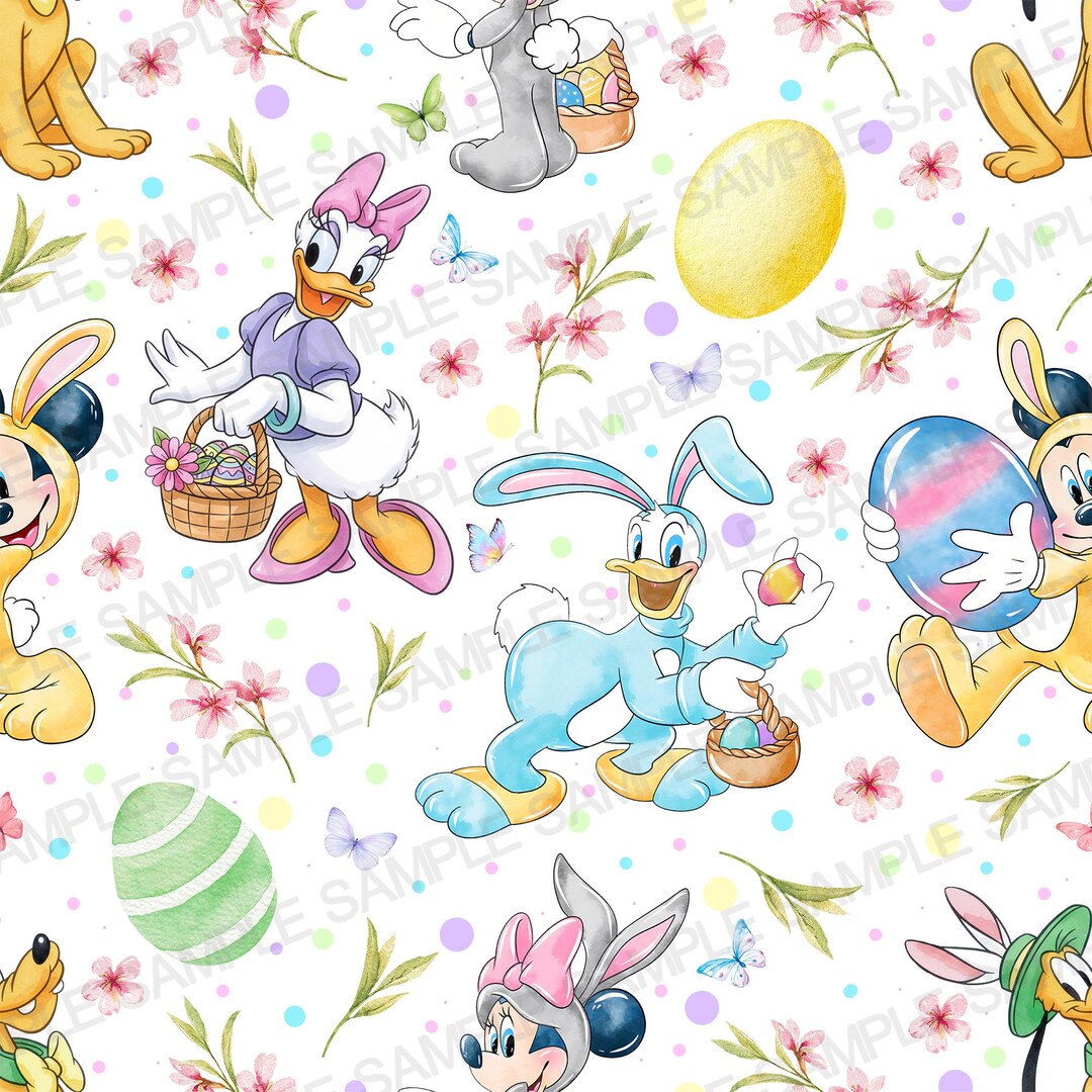 Mickey Mouse Easter Seamless Pattern Minnie Mouse Easter Egg Digital ...