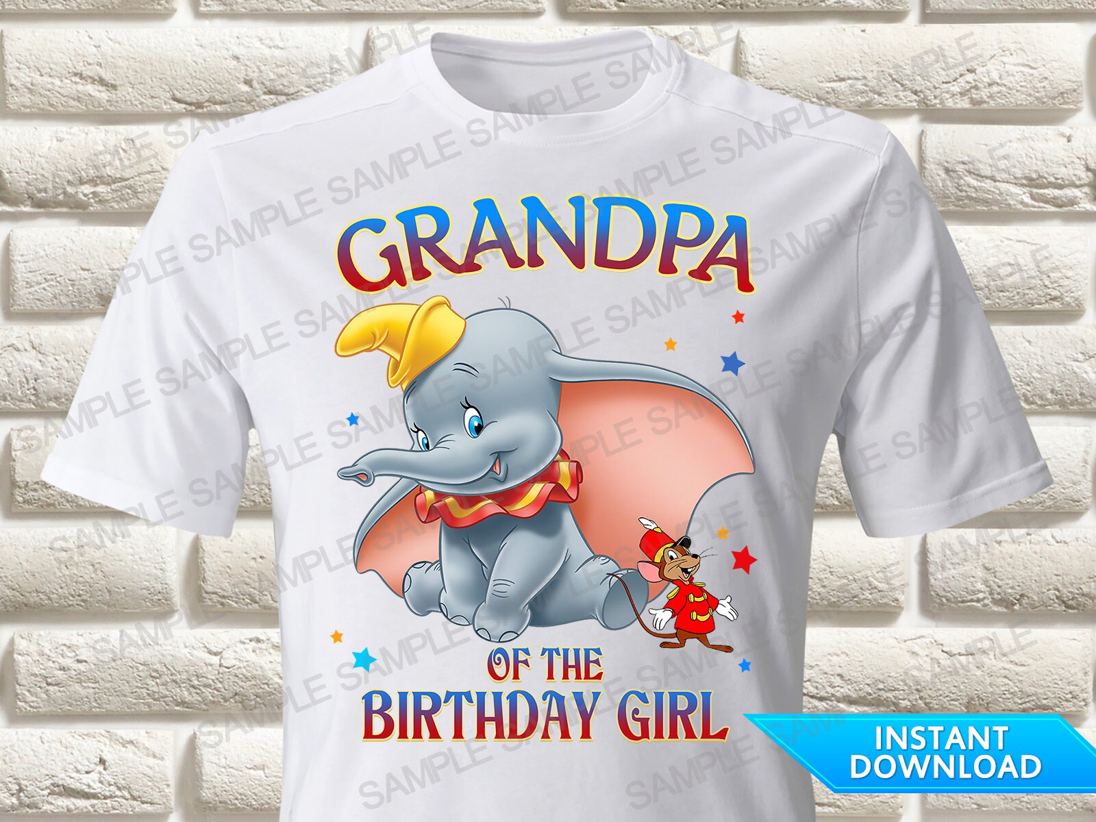 Dumbo Grandpa of the Birthday Girl Iron on Transfer, Dumbo Iron on ...