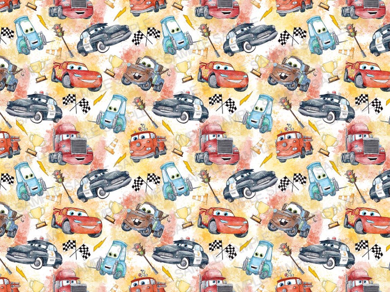Cars Seamless Pattern Cars Pattern Mcqueen Digital Pattern Cars Digital ...