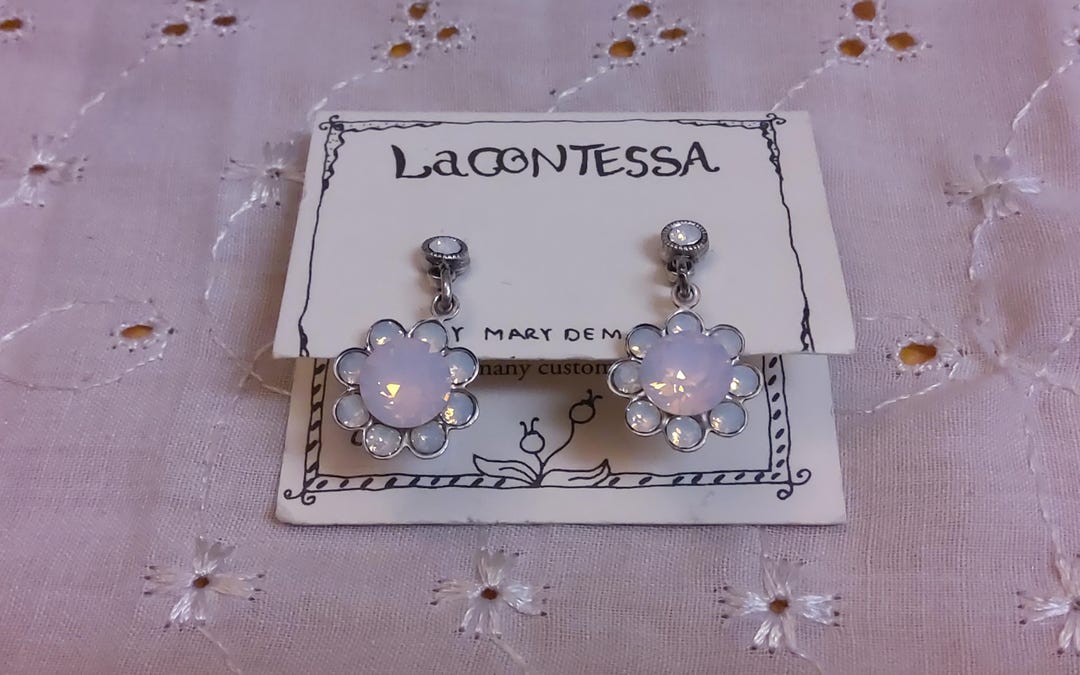 Lacontessa by Mary Demarco Silvertone Pierced Drop Earrings With ...