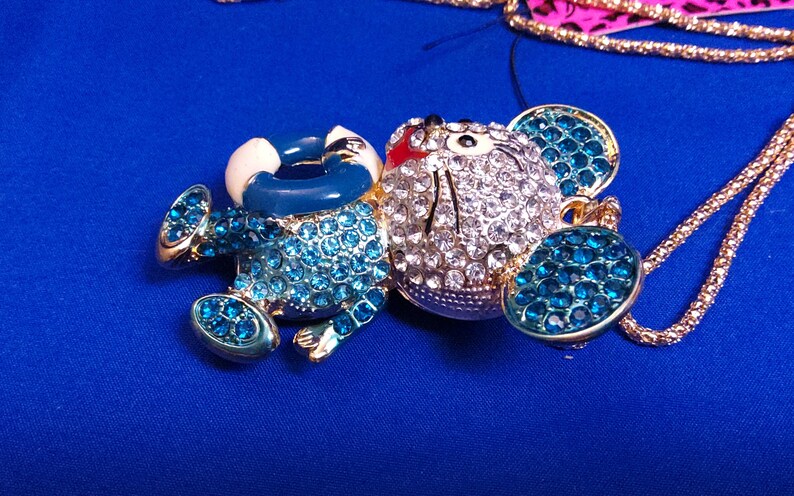 BETSEY JOHNSON Bedazzled Mouse With Life Preserver Pendant on a ...