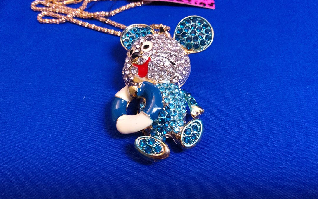 BETSEY JOHNSON Bedazzled Mouse With Life Preserver Pendant on a ...