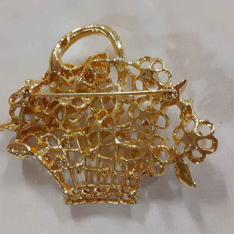 Beautiful Golden Filigree Basket Sprinkled With Pearls and - Etsy