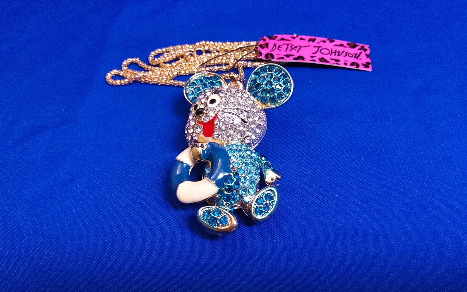BETSEY JOHNSON Bedazzled Mouse With Life Preserver Pendant on a ...