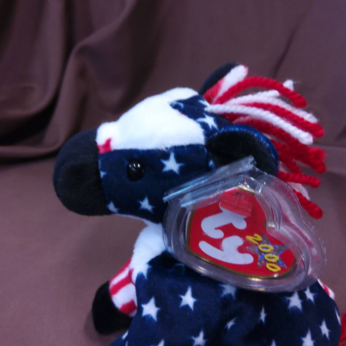 TY Beanie Baby "lefty 2000" the Red, White & Blue Donkey. New, Never ...